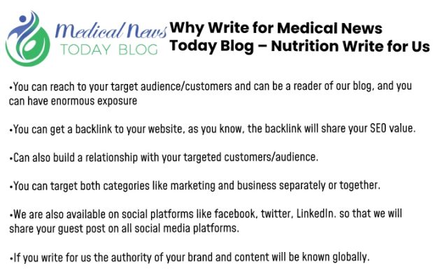 Nutrition Write for Us – Submit and Contribute Post